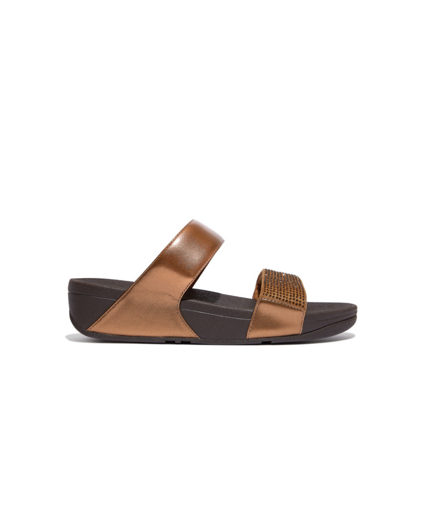 Fitflop Lulu Crystal Embellished Slides Bronze – Bstore