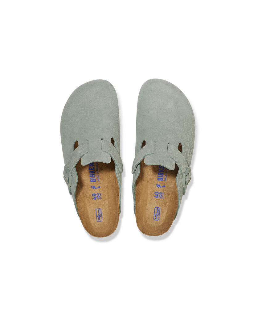 Birkenstock Boston Suede Leather Pure Sage Soft Footbed Clogs – Bstore