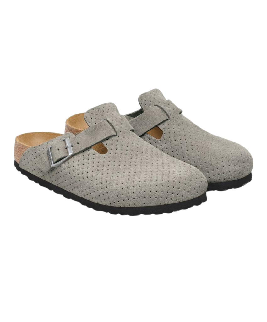 Birkenstock Boston Embossed Suede Leather Stone Coin Clogs – Bstore