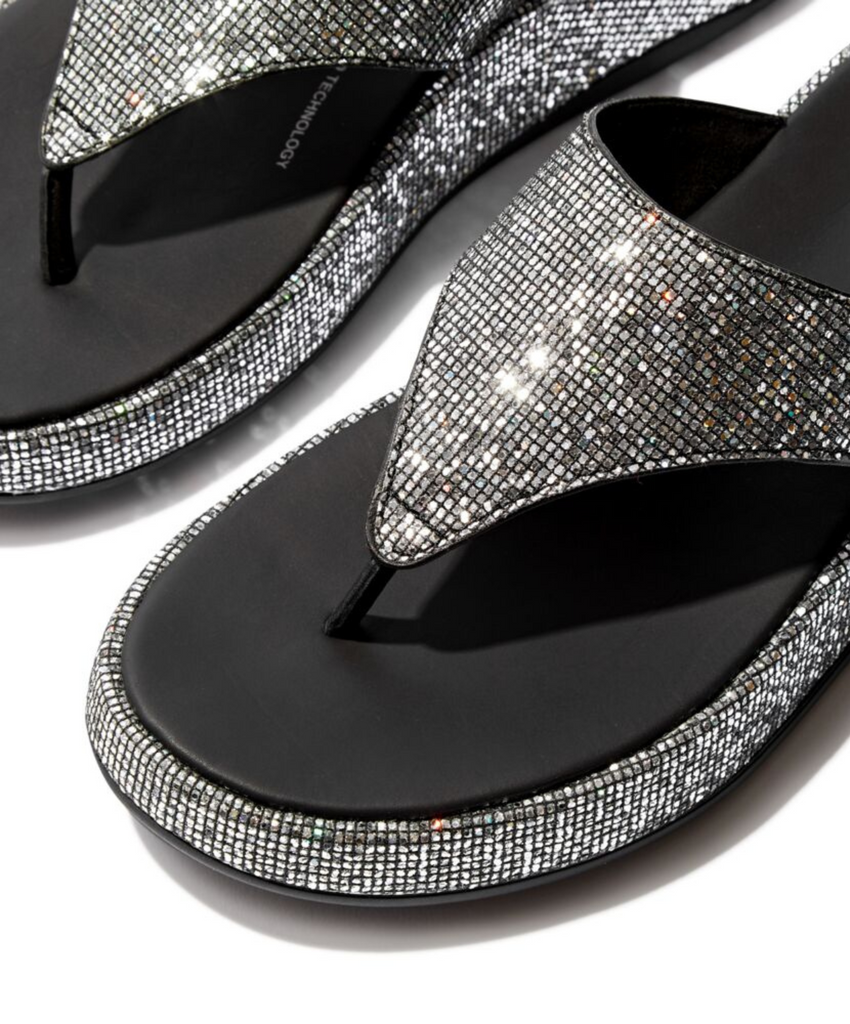 Fitflop F-Mode Glitterball Flatform Toe-Post Sandals Silver – Bstore
