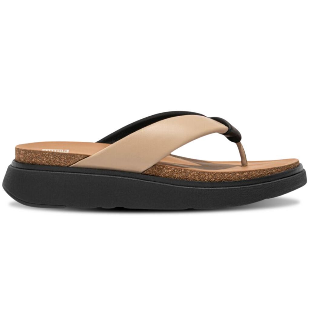 Fitflop Gen-FF Padded-Strap Leather Toe Post Latte Beige/Black – Bstore