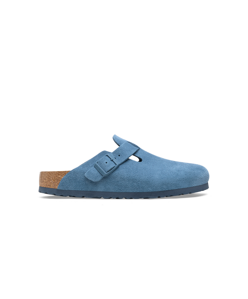 Birkenstock Boston Suede Leather Elemental Blue Soft Footbed Clogs – Bstore