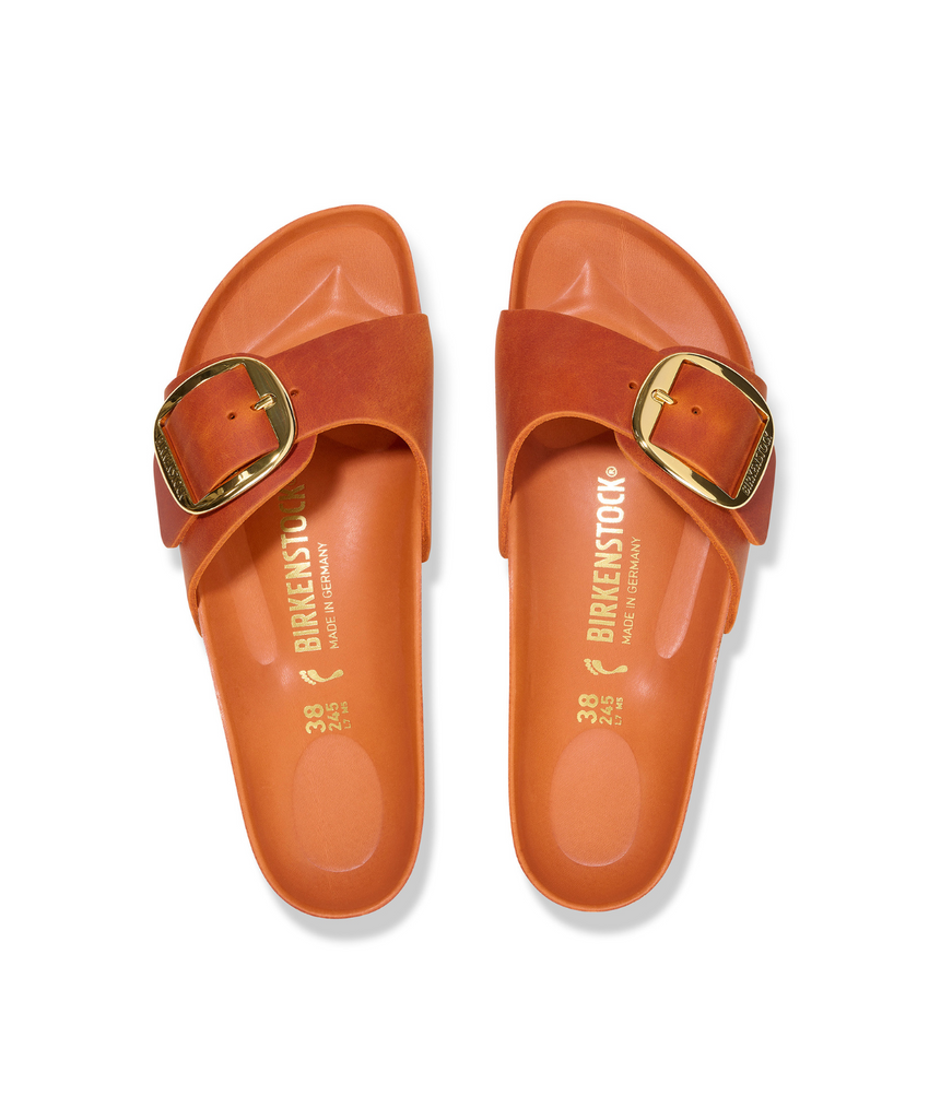 Birkenstock Madrid Big Buckle Oiled Leather Burnt Orange Sandals – Bstore