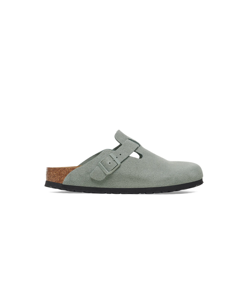 Birkenstock Boston Suede Leather Pure Sage Soft Footbed Clogs – Bstore