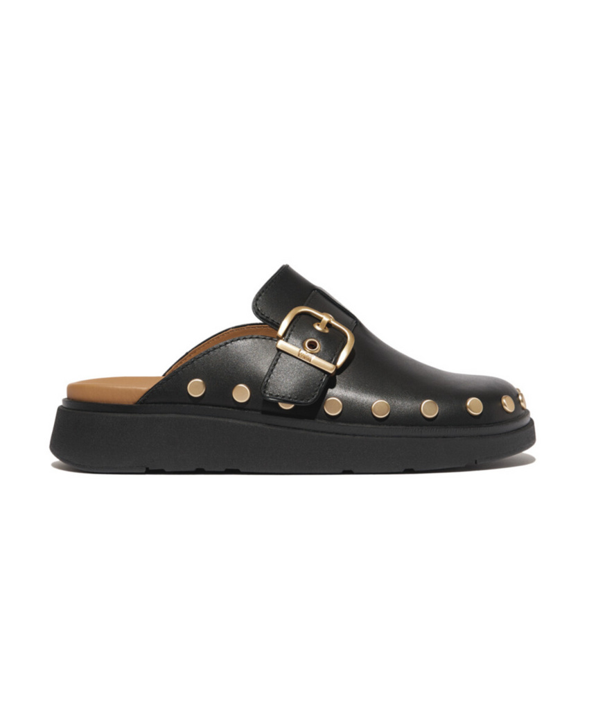 Fitflop Gen-FF Buckle Flat-Stud Leather Mule Black – Bstore