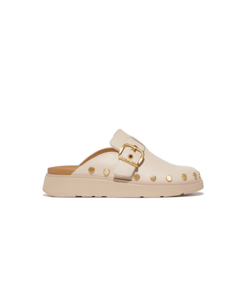 Fitflop Gen-FF Buckle Flat-Stud Leather Mule Beige – Bstore