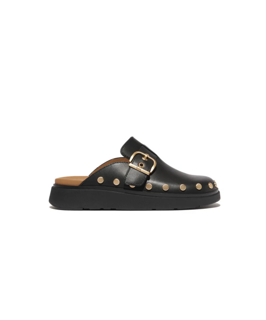 Fitflop Gen-FF Buckle Flat-Stud Leather Mule Black – Bstore