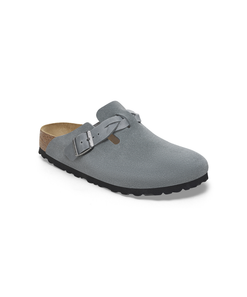 Birkenstock Boston Braided Suede/Oiled Leather Basalt Grey Clogs – Bstore