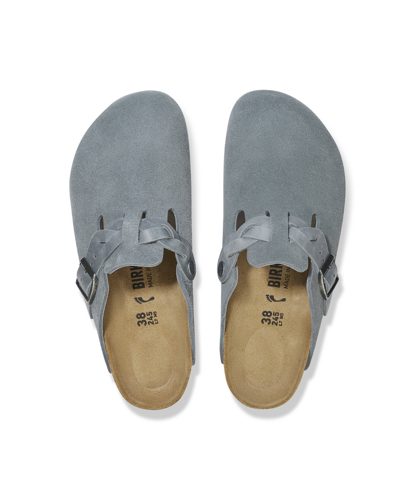 Birkenstock Boston Braided Suede/Oiled Leather Basalt Grey Clogs – Bstore