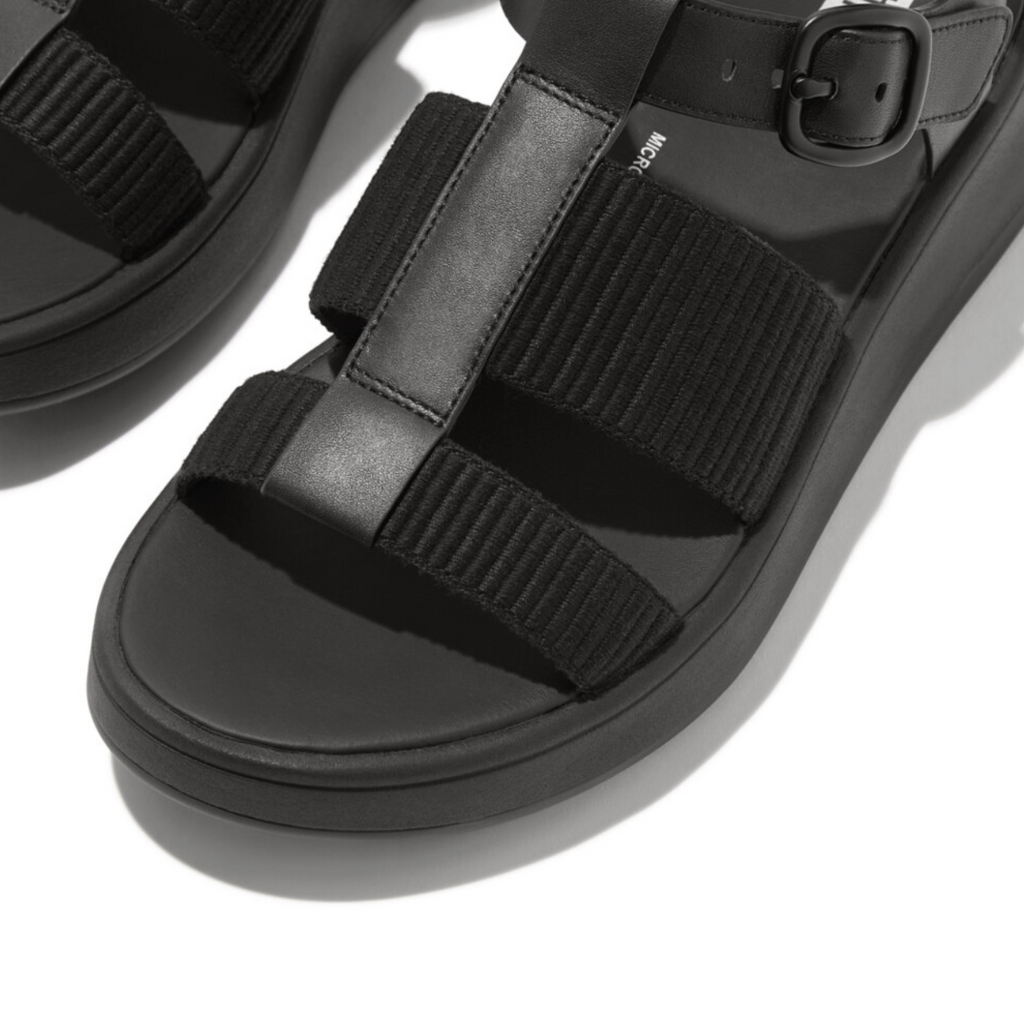 Fitflop F-Mode Leather/Webbing Flatform Fisherman Sandals Black – Bstore