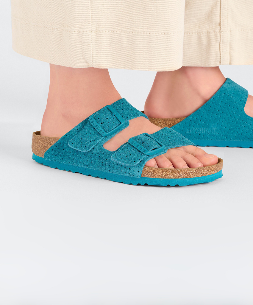 Birkenstock Arizona Embossed Suede Leather Deep Turquoise Sandals – Bstore