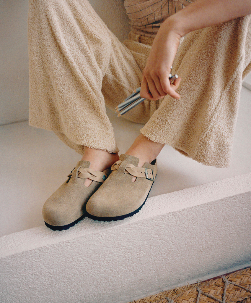 Birkenstock Boston Braided Suede/Oiled Leather Taupe Clogs – Bstore