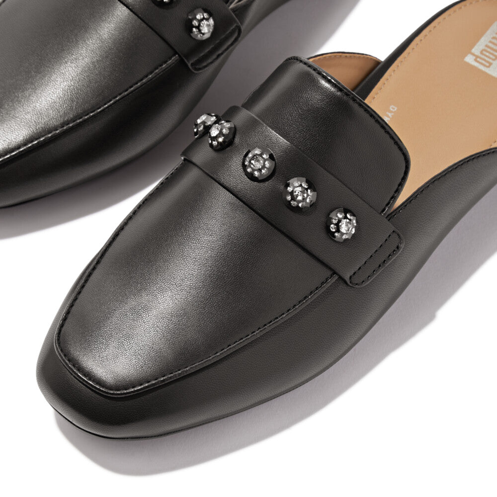 Fitflop Delicato Crystal Cluster Soft Leather Mules Black – Bstore