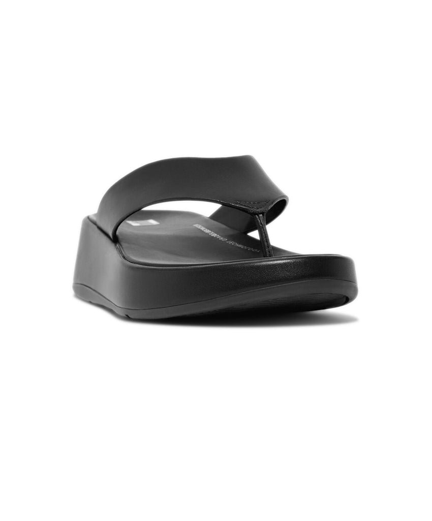 FitFlop F-mode Leather Flatform Black Toe Post Sandals V1 – Bstore
