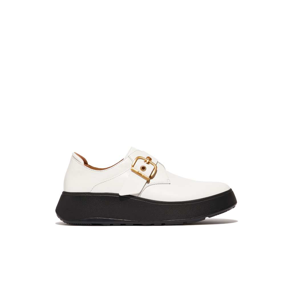 FitFlop F-Mode Leather Flatform Monk Strap Shoe Urban White – Bstore