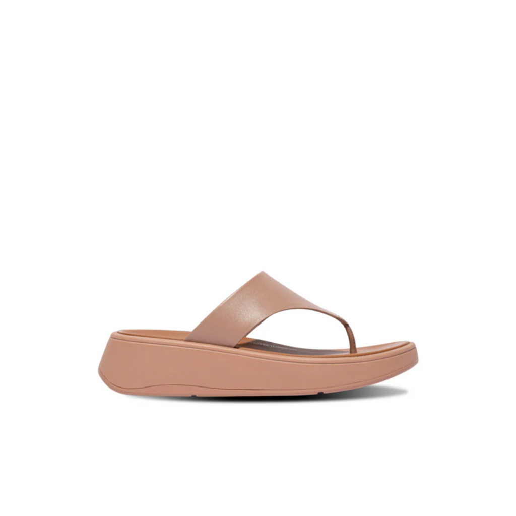 FitFlop F-Mode Leather Flatform Toe Post Sandals Beige – Bstore