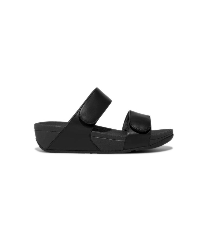 FitFlop Lulu Leather Velcro Adjustable Slides Black – Bstore