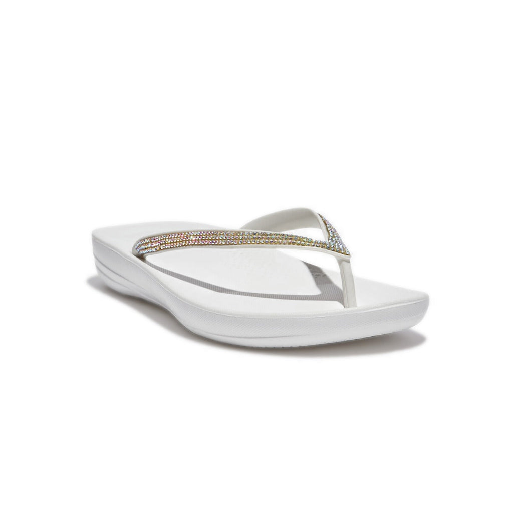 FitFlop iQushion Sparkle Urban White Thongs | Free Express Shipping ...