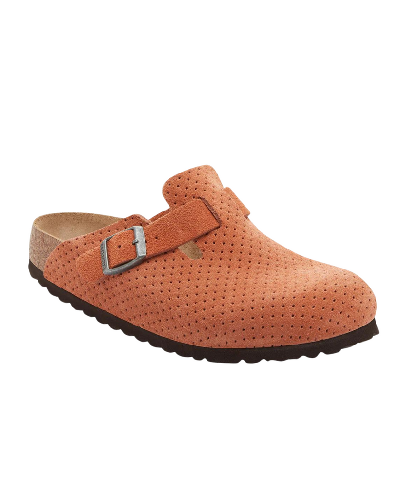 Birkenstock Boston Embossed Suede Leather Burnt Orange Clogs – Bstore