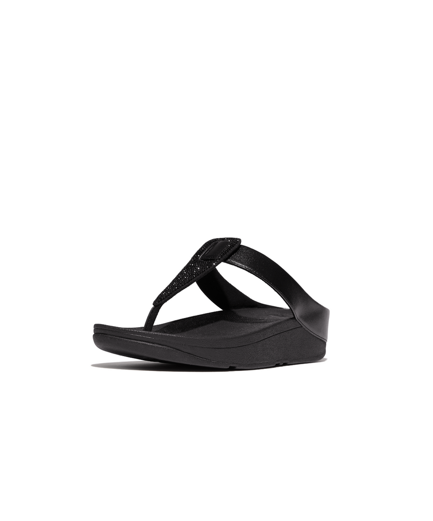 FitFlop Fino Crystal Detail Metallic Toe Post Sandal All Black – Bstore
