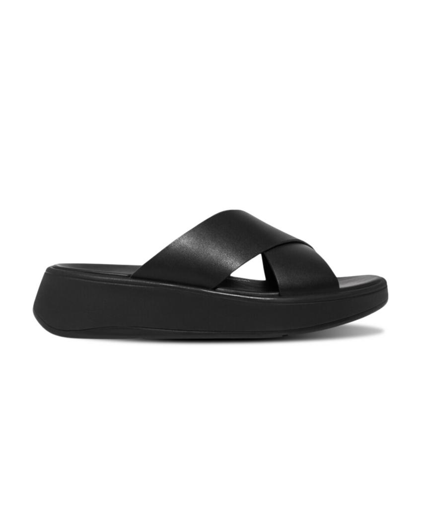 FitFlop F-Mode Leather Flatform Cross Slides Black – Bstore