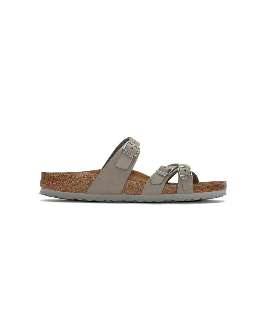 Birkenstock Franca Nubuck Leather Dove Grey Soft Footbed Sandals Bstore